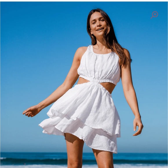 Left On Friday | Dresses | Left On Friday White Linen Dress | Poshmark